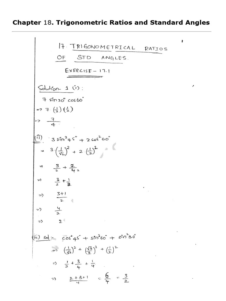 Class 9 Trigonometric Ratios Solutions | PDF | Trigonometry ...