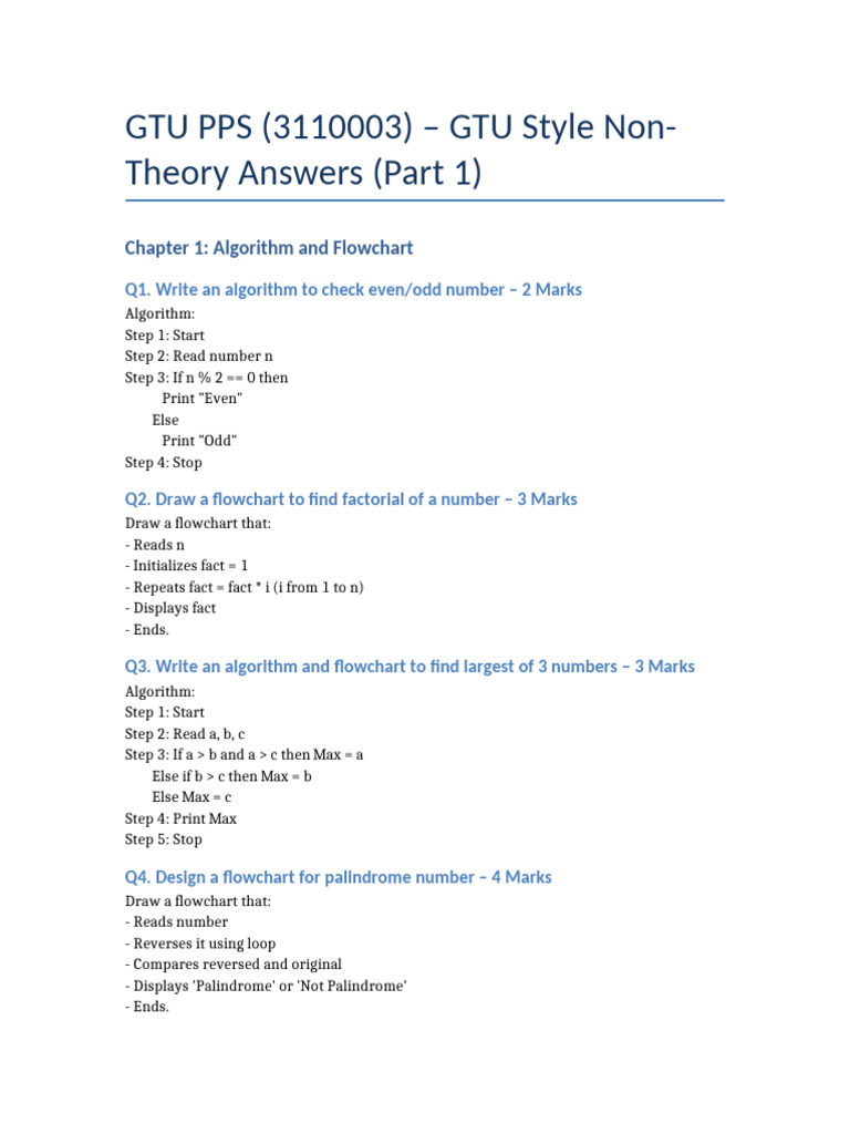 GTU PPS GTU Style Non Theory Answers Part1 | PDF