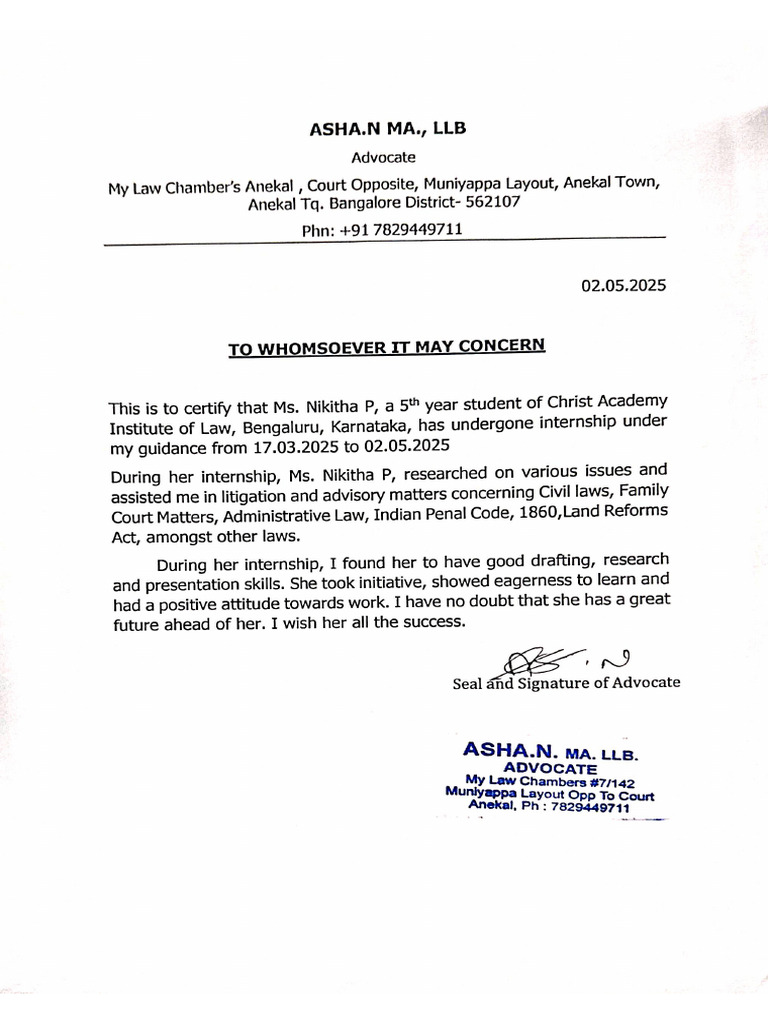 Ba LLB B Nikitha 45420231063 | PDF