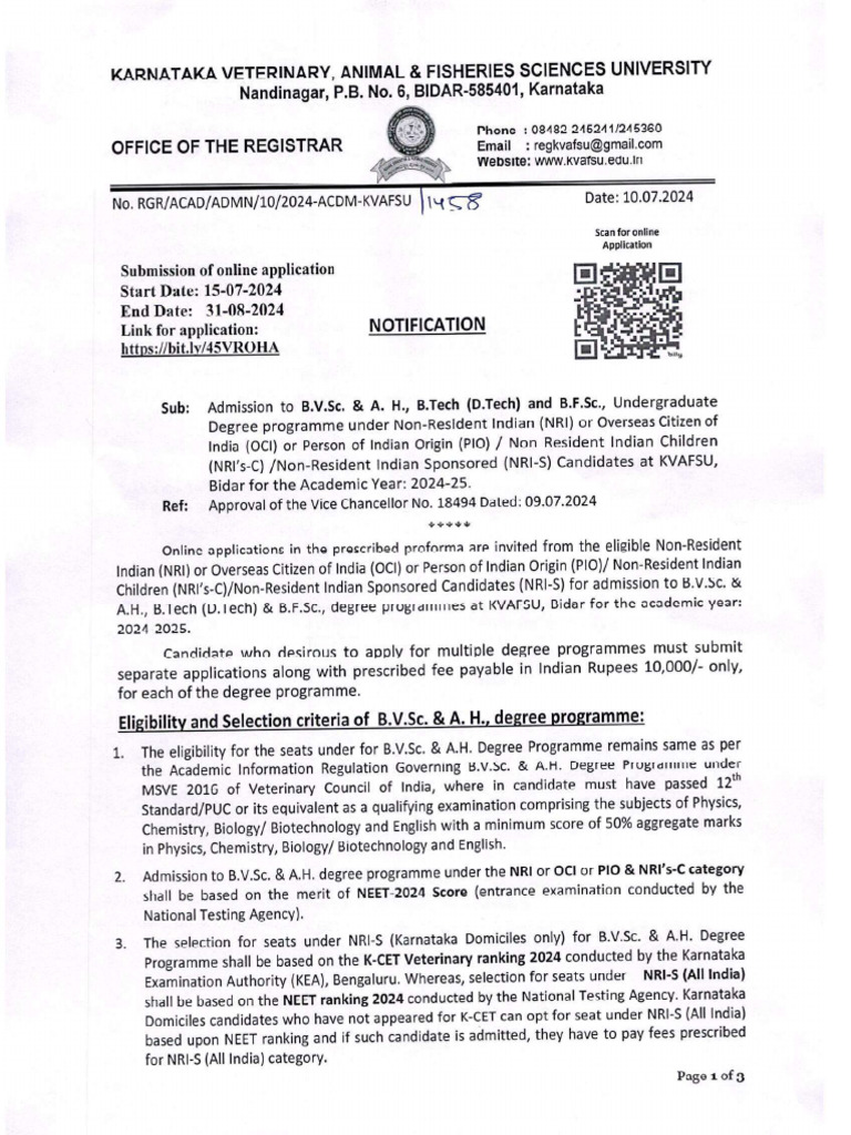 NRI Notification 2024-25 | PDF