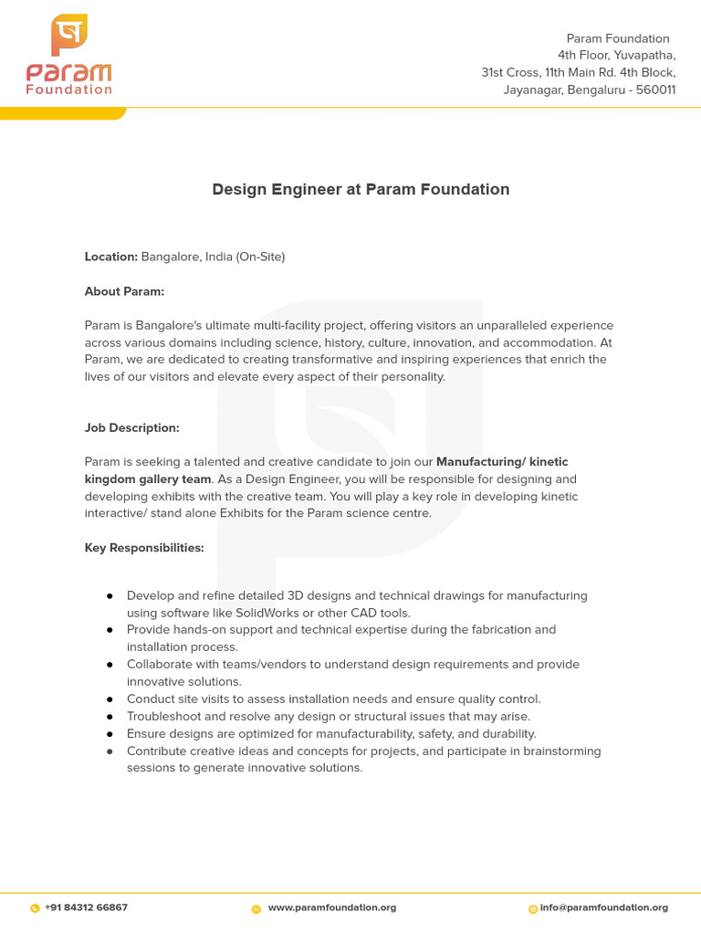 Design Engineer JD Template For Param Foundation | PDF | Engineering ...