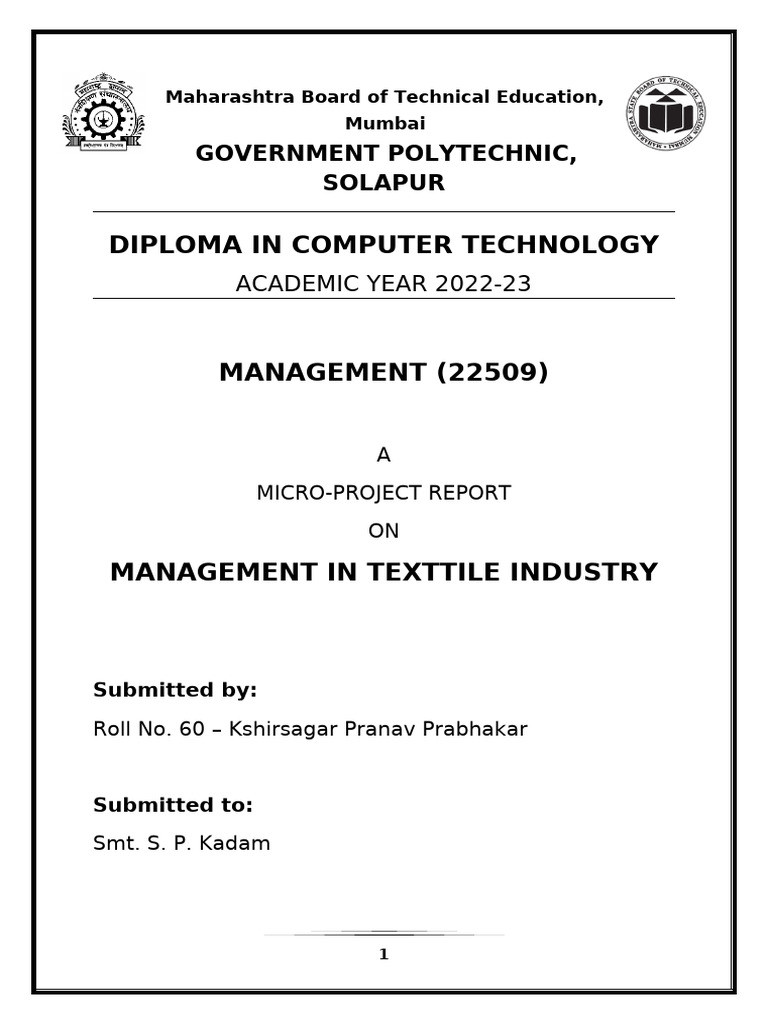 MGT Micro-Project Report | PDF | Textiles | Supply Chain