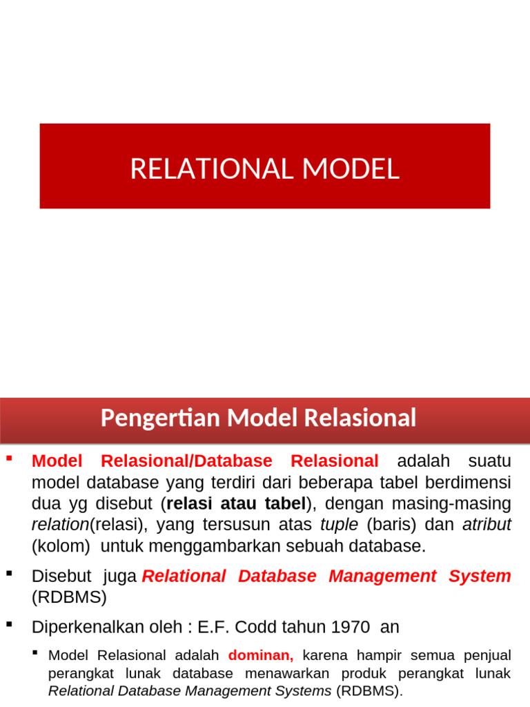 Model Relasional Database dan Karakteristiknya | PDF
