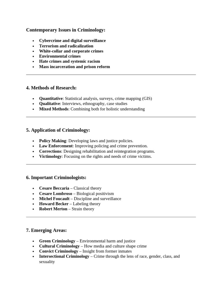 Key Contemporary Criminology Issues | PDF