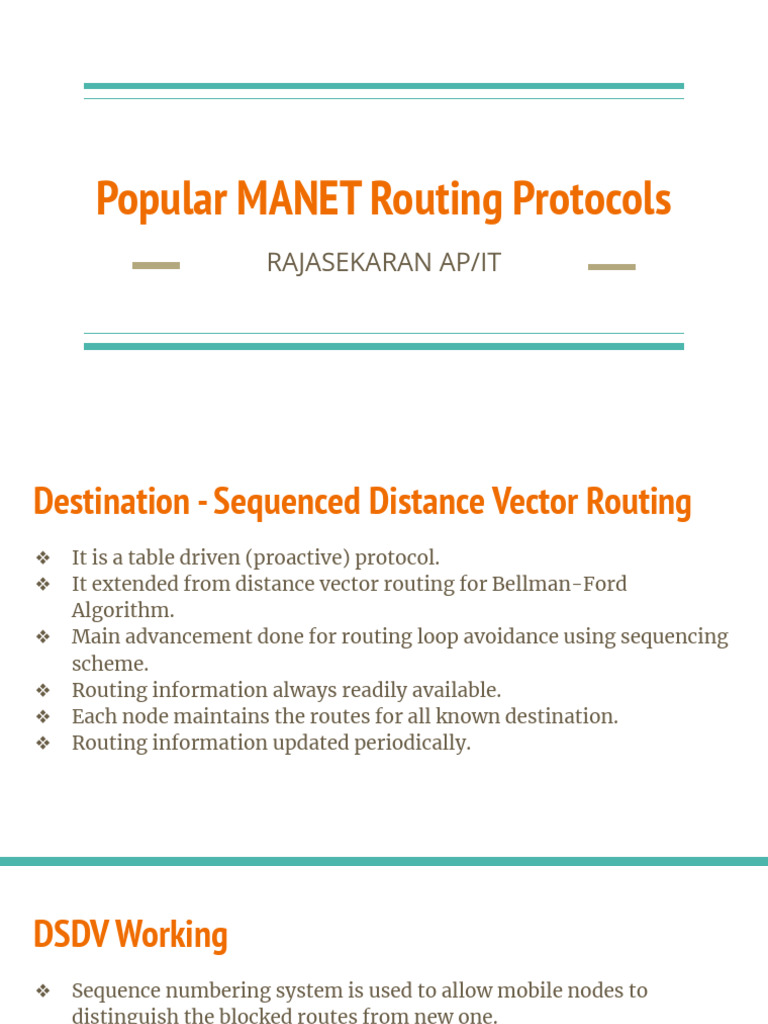 Popular MANET Routing Protocols | PDF | Routing | Wireless Ad Hoc Network