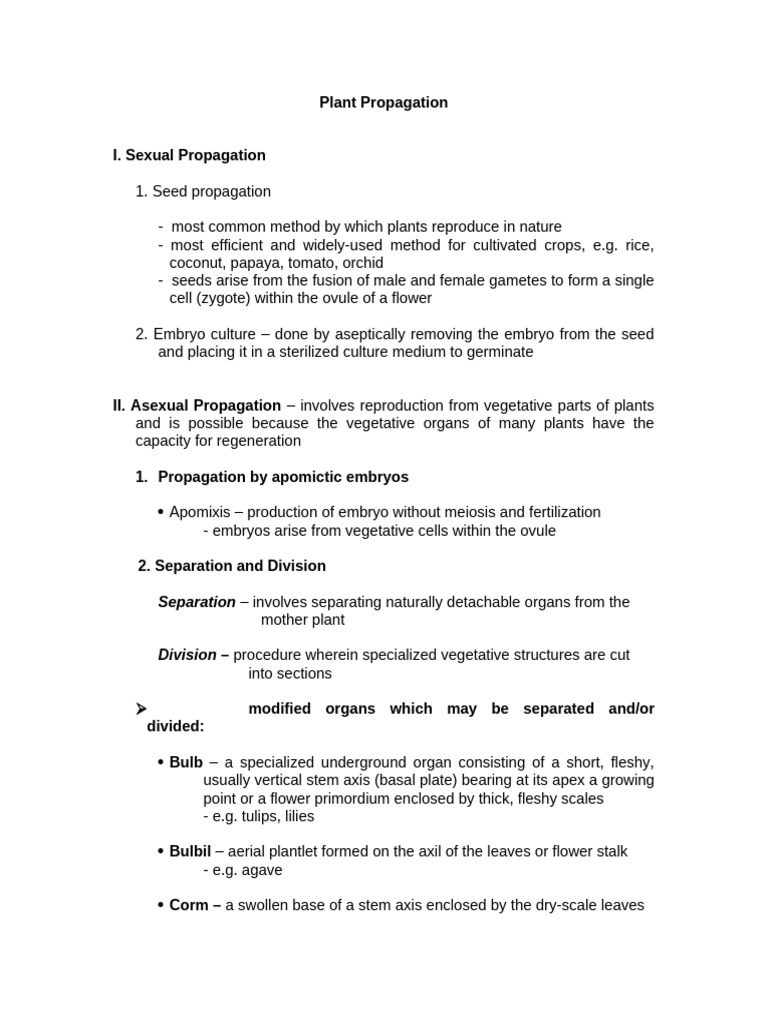 Plant Propagation Methods Explained | PDF | Grafting | Reproduction