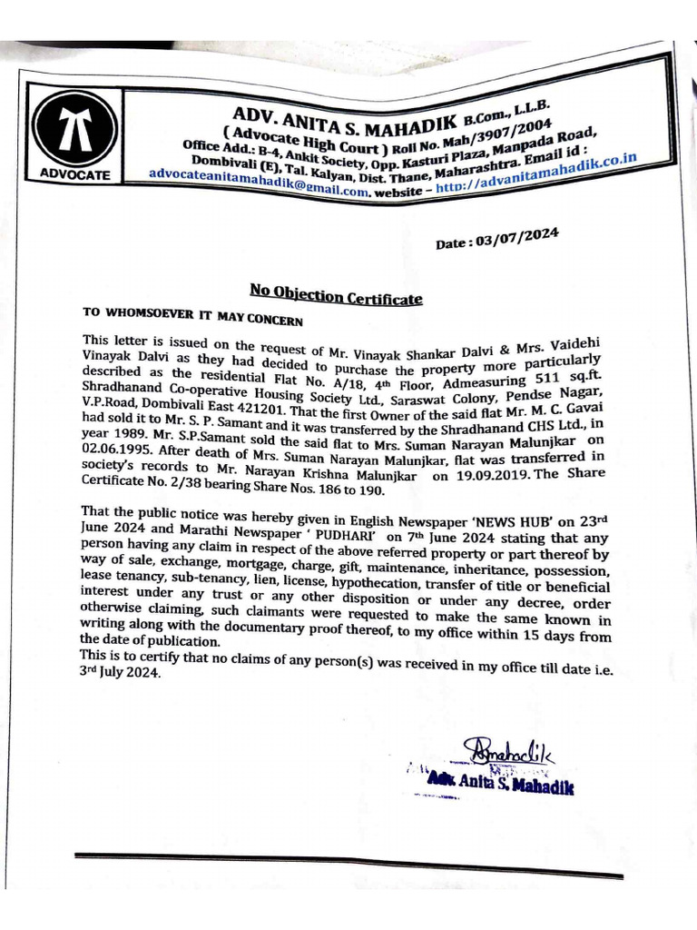 Advocate Certificate | PDF