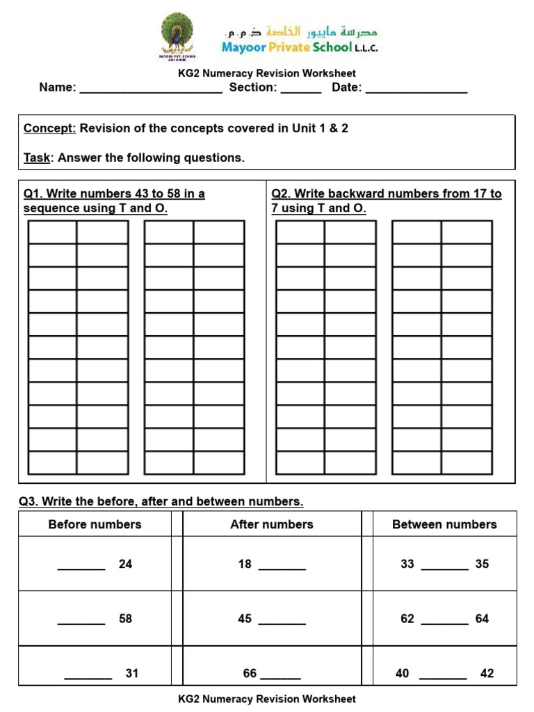 Math Term 1 Revision Sheet - Home Learning | PDF