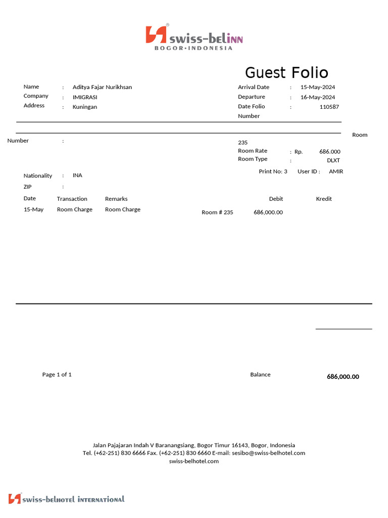 Invoice Swiss-Belin Bogor | PDF