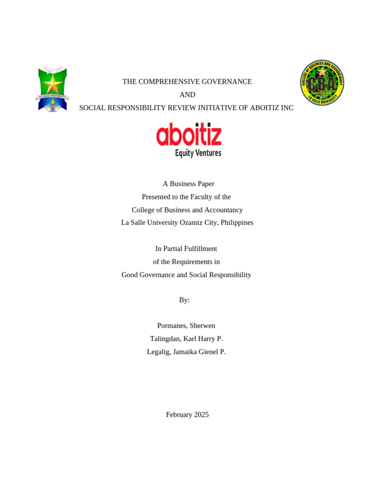 Aboitiz Inc. Governance & CSR Review | PDF | Corporate Social ...