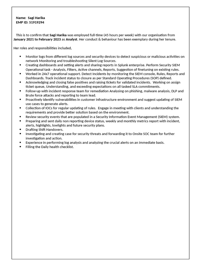 HCL Reference Letter | PDF