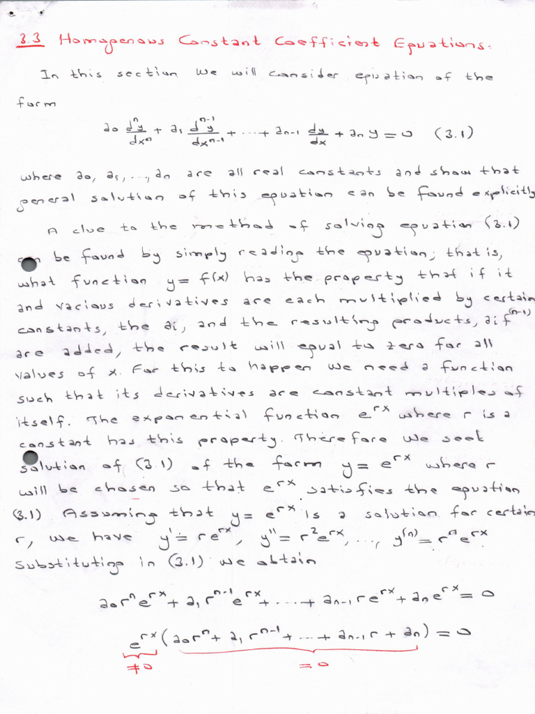 3) Homogenous Constant Coefficient Equations | PDF
