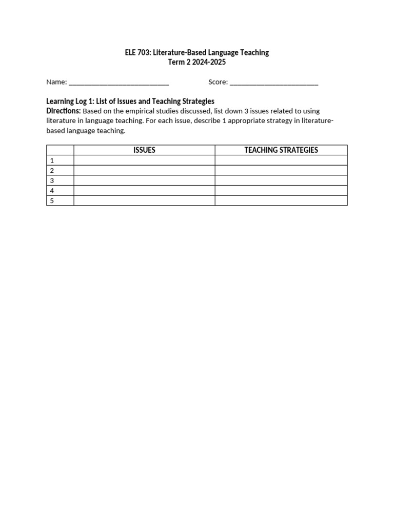 Learning Log 1 | PDF