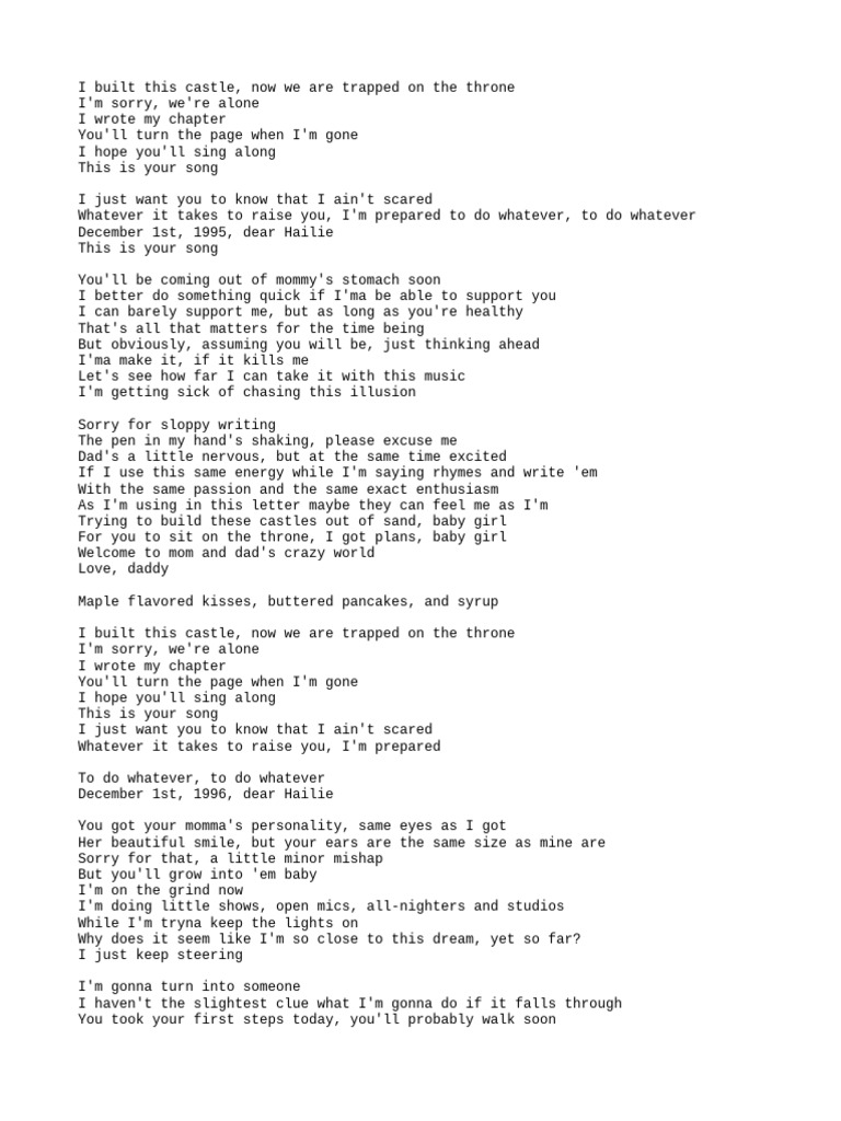 Emotional Letter to Daughter Hailie | PDF