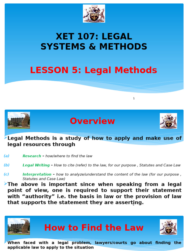 Lesson 5 - Legal Methods | PDF | Case Law | Constitution
