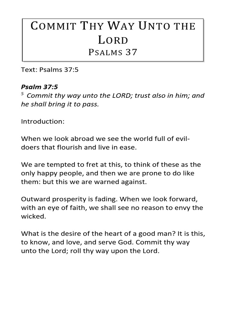039 - Commit Thy Way Unto The Lord | PDF | Thou | Religious Belief And ...