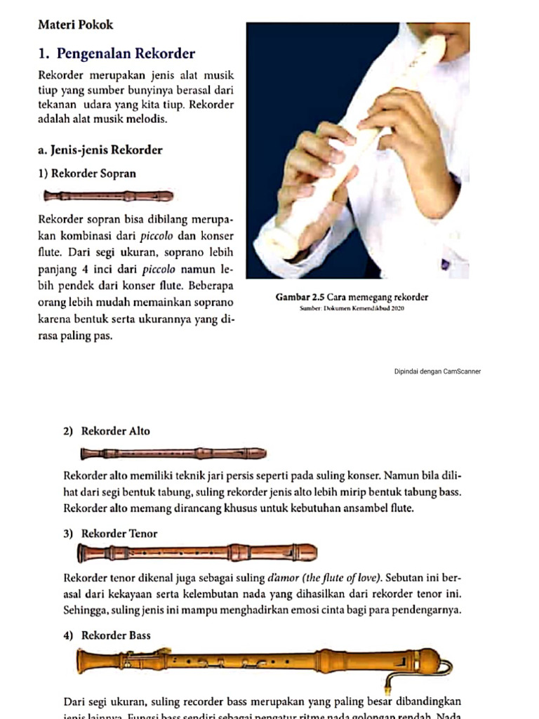 Tugas Seni Budaya Kls 7 - Alat Musik Rekorder | PDF