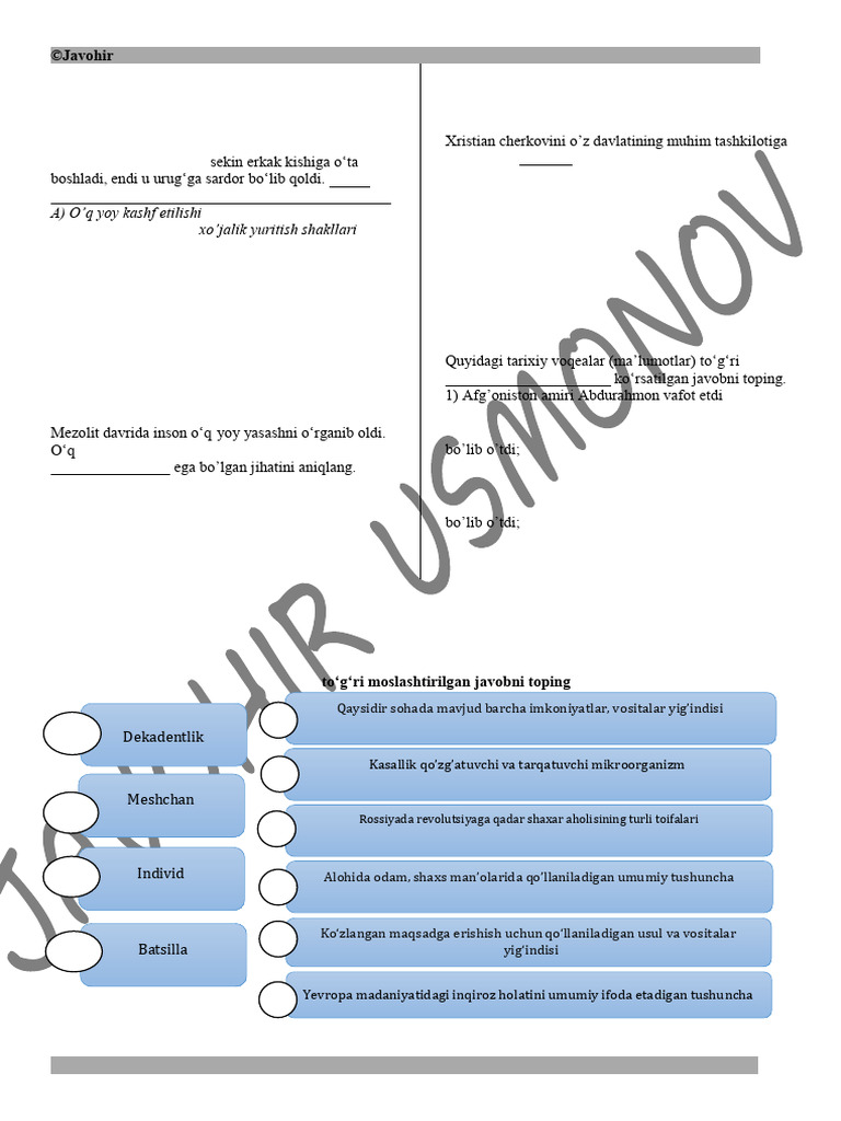 Rash Tarix Ms 2-Variant Javobsiz - 250418 - 182014 | PDF