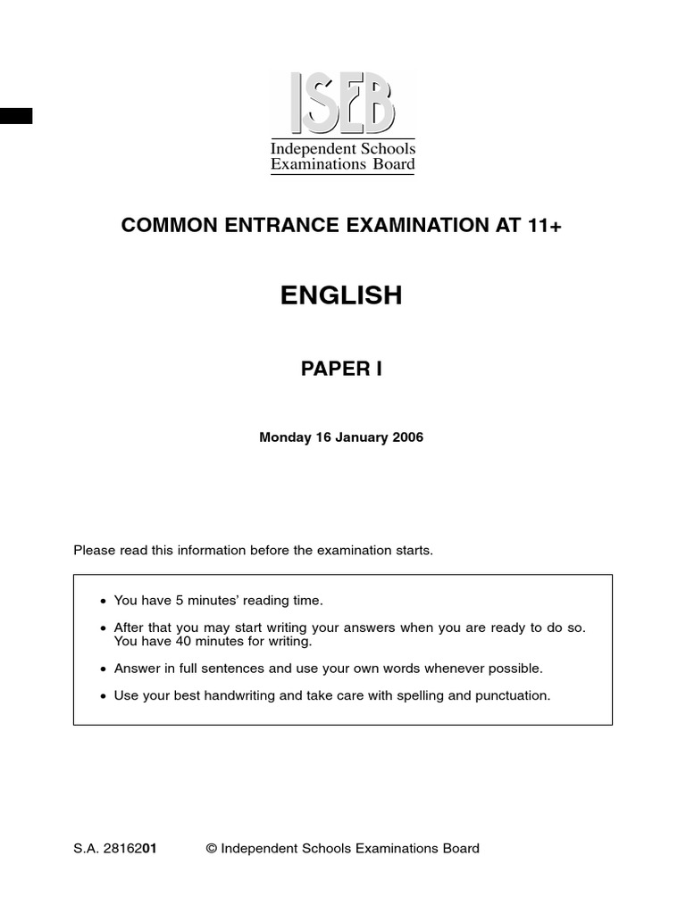 27 11 English Paper 1 Iseb 2006 | PDF