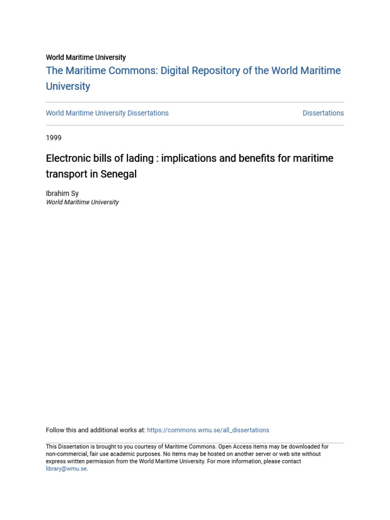 Electronic Bills of Lading - Implications and Benefits For Mariti | PDF ...