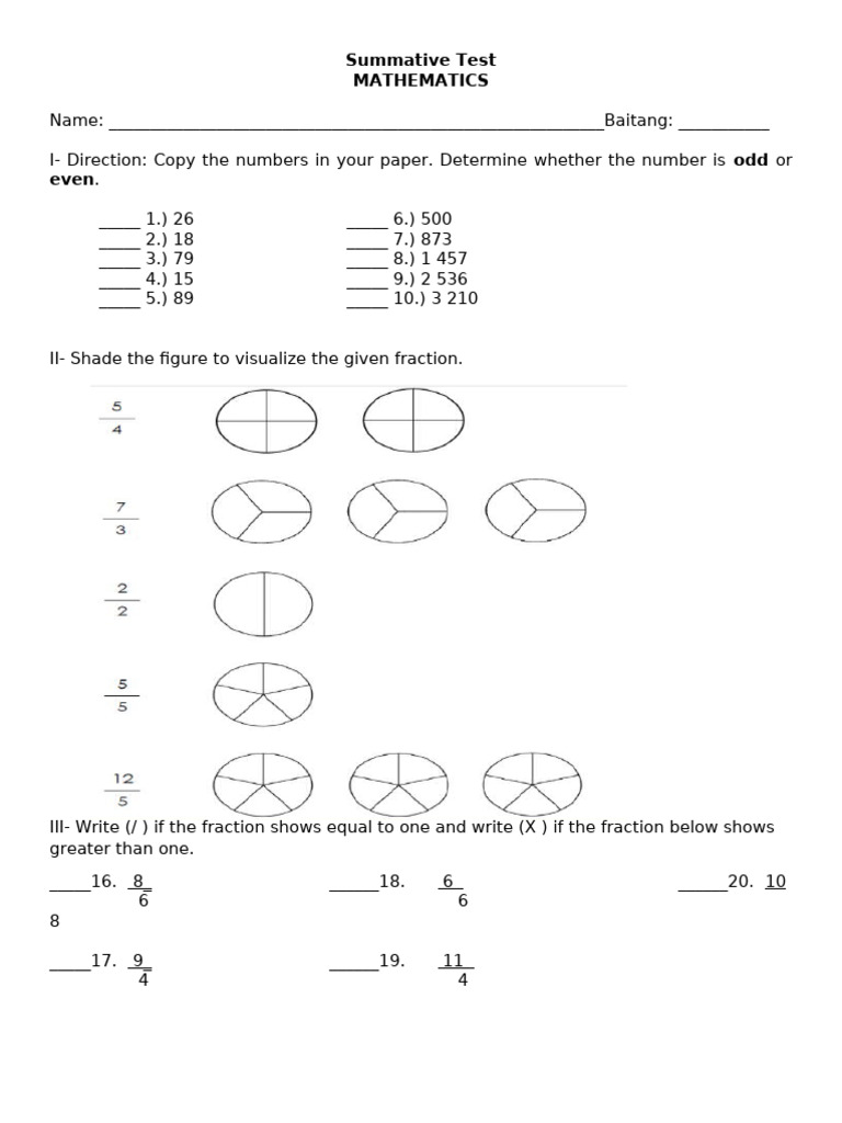 Summative Test Grade 3 | PDF
