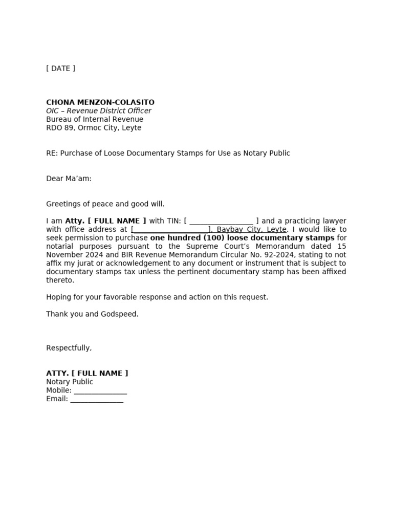 Request for Loose Documentary Stamps | PDF