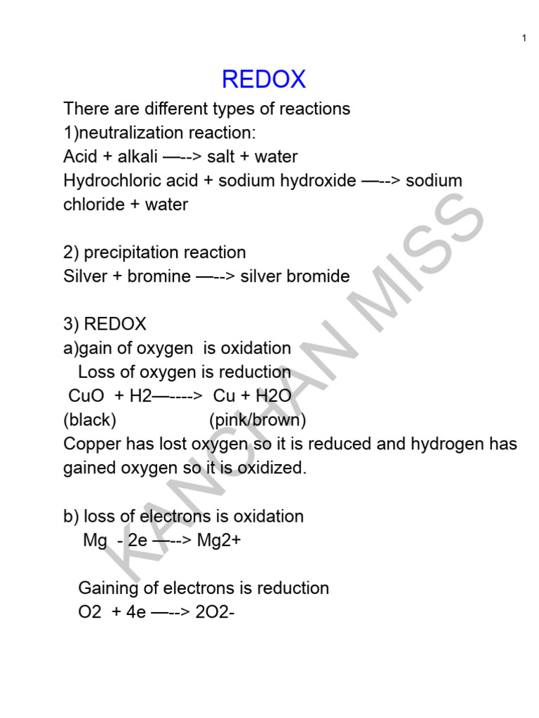 REDOX - Notes | PDF