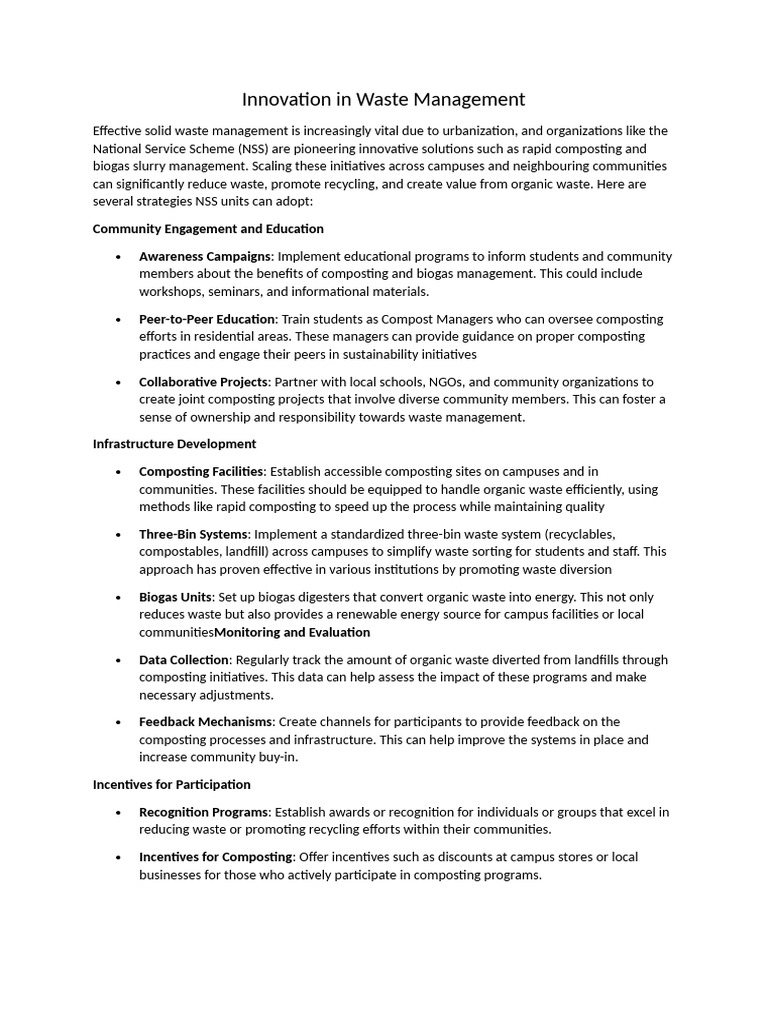 Innovative Waste Management Strategies | PDF | Waste Management | Waste