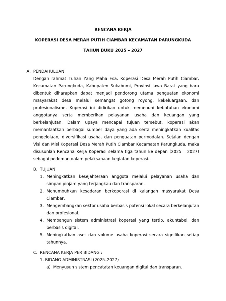 Contoh Rencana Kerja | PDF