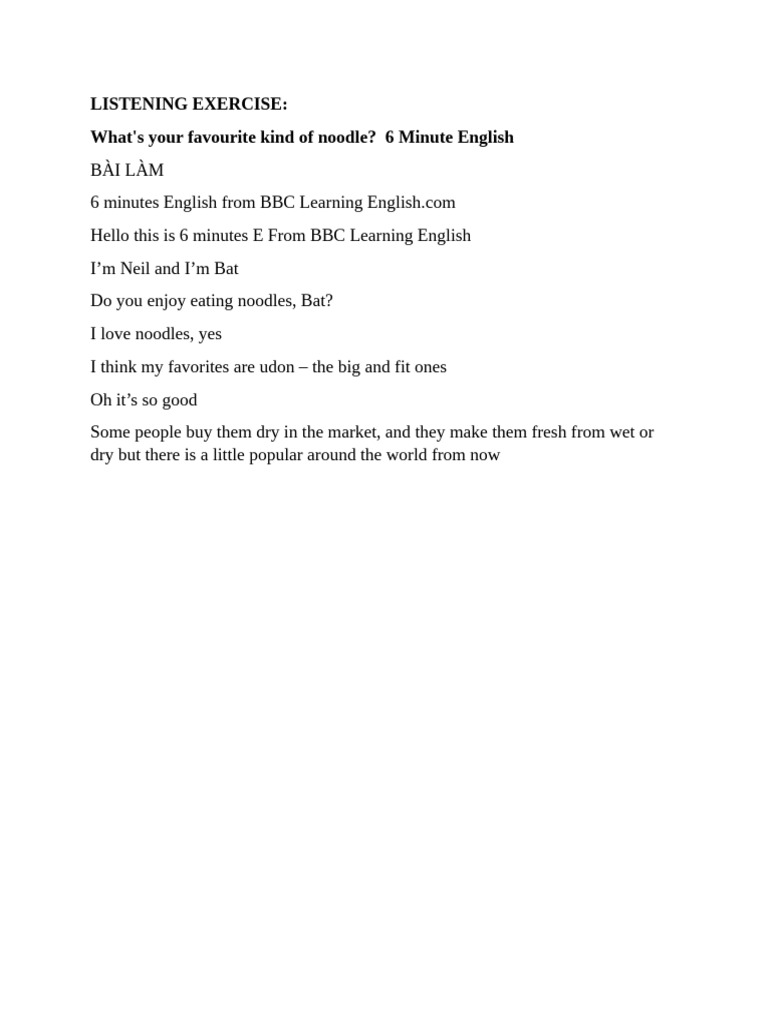 Listening Exercise | PDF