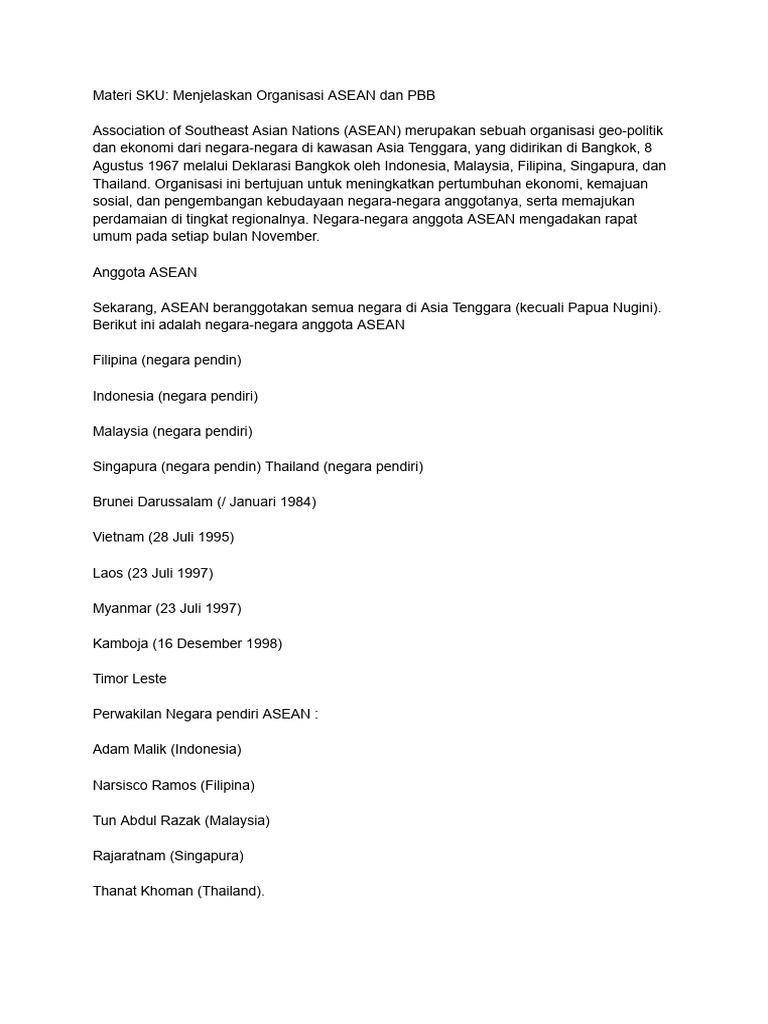 ASEAN Dan PBB - 1 | PDF