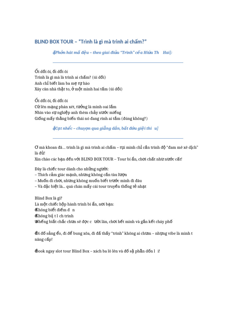Blind Box Tour GioiThieu | PDF