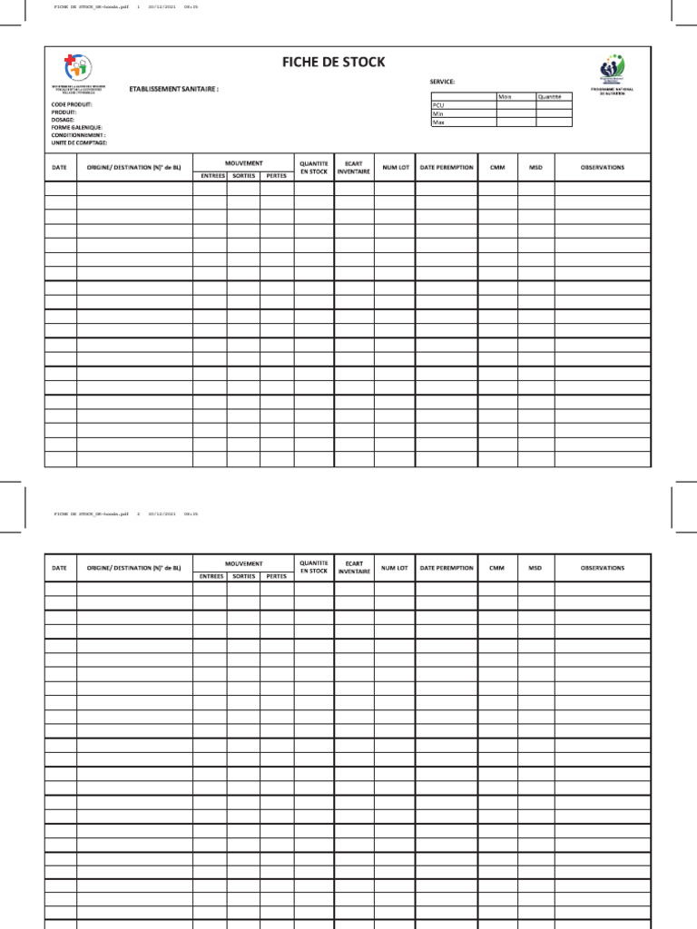 Fiche de Stock Logistique | PDF