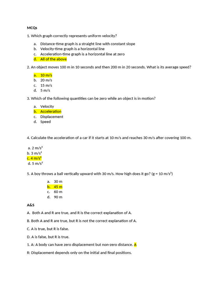 FY1 Motion | PDF | Acceleration | Velocity