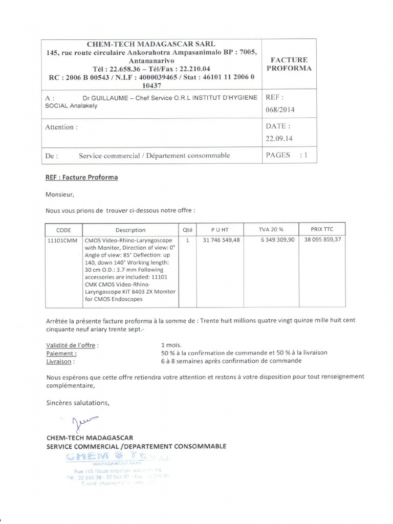 Facture Proforma 068 DR Guillaume | PDF