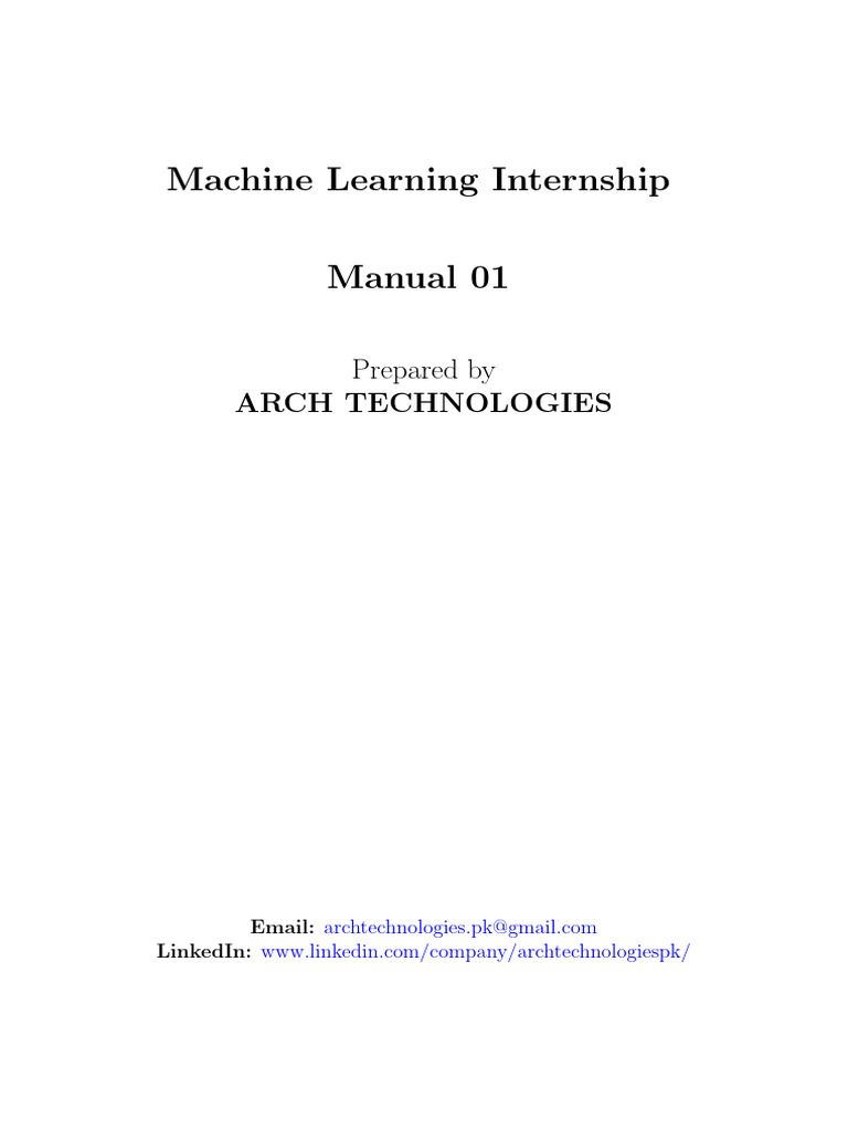 ML Internship Manual 01 Arch Technologies | PDF | Machine Learning | Forecasting