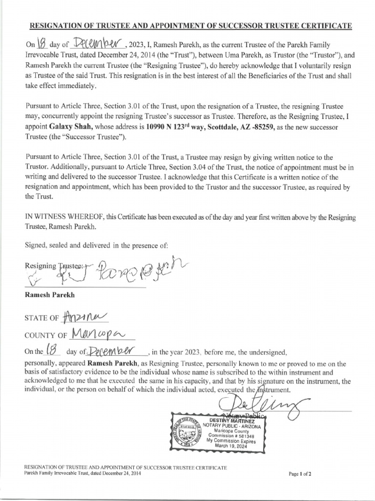 Resignation of The Trustee | PDF