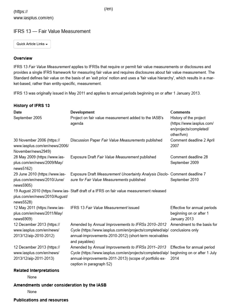 IFRS 13 Fair Value Measurement | PDF | Fair Value | Valuation (Finance)