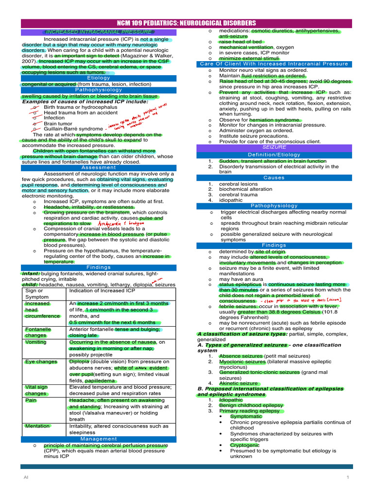 Pediatric Increased Intracranial Pressure Guide | PDF | Meningitis ...