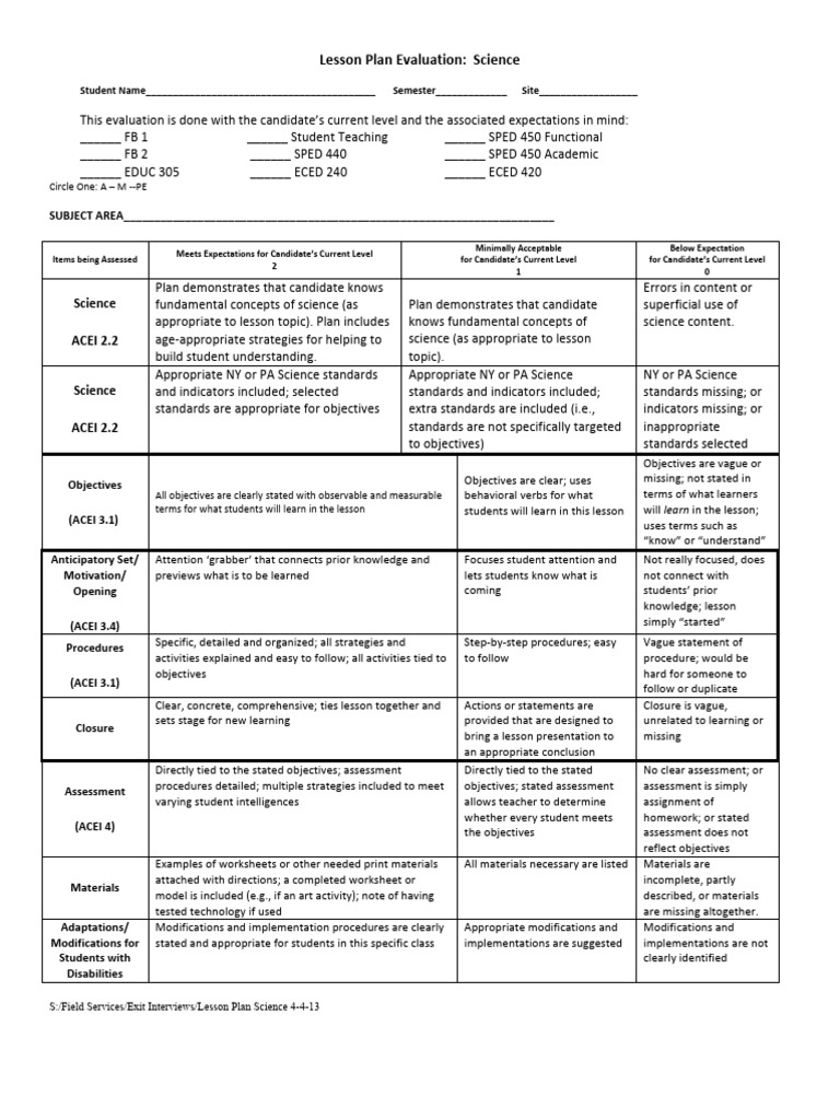 Sample Lesson Plan Evaluation | PDF | Intelligence | Neuroscience