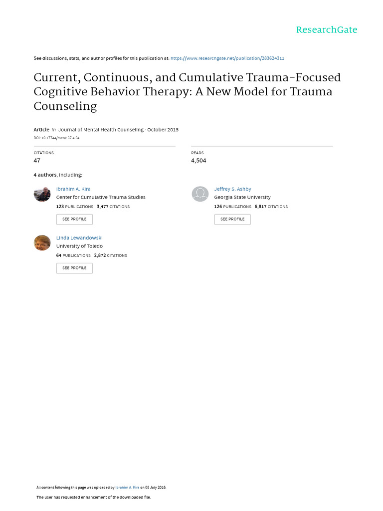 Trauma-Focused Cognitive Behavior Therapy Model | PDF | Psychological ...