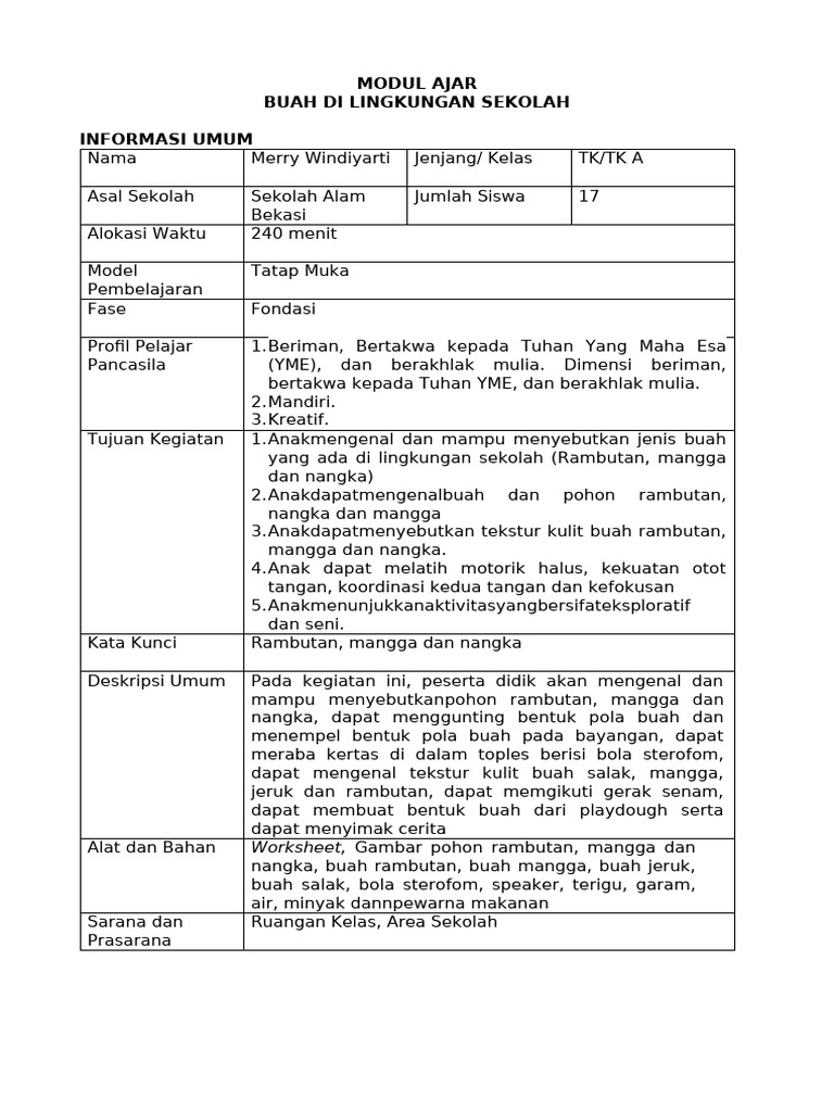 04 Modul Ajar Tema Tanaman | PDF