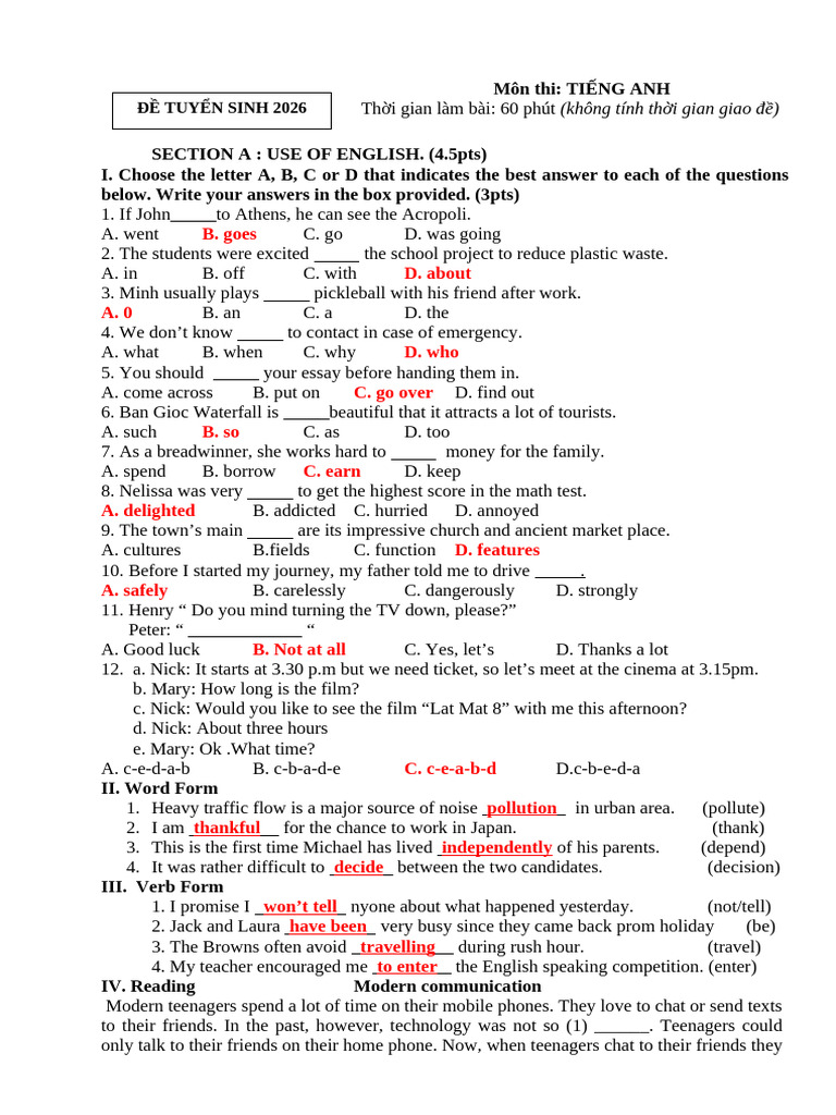 ĐỀ THI TS 2026 | PDF