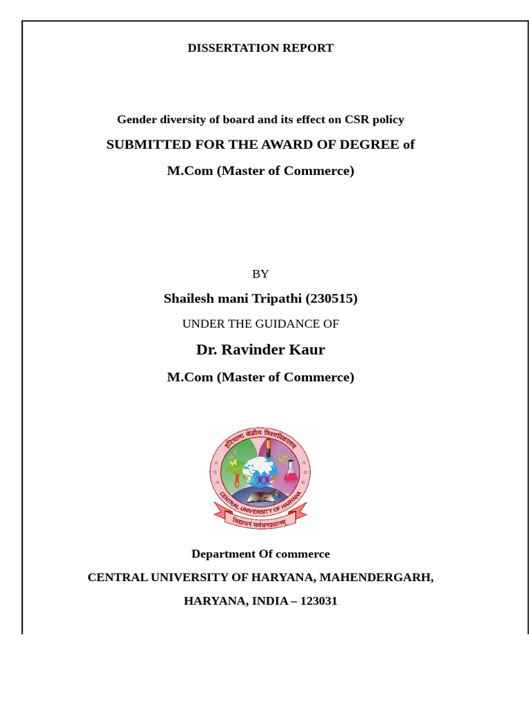DISSERTATION REPORT Shailesh | PDF | Corporate Social Responsibility | International Labour ...