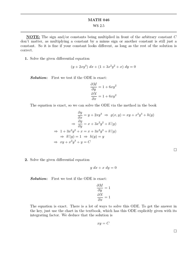 WS5-2.5 | PDF | Ordinary Differential Equation | Mathematical Analysis