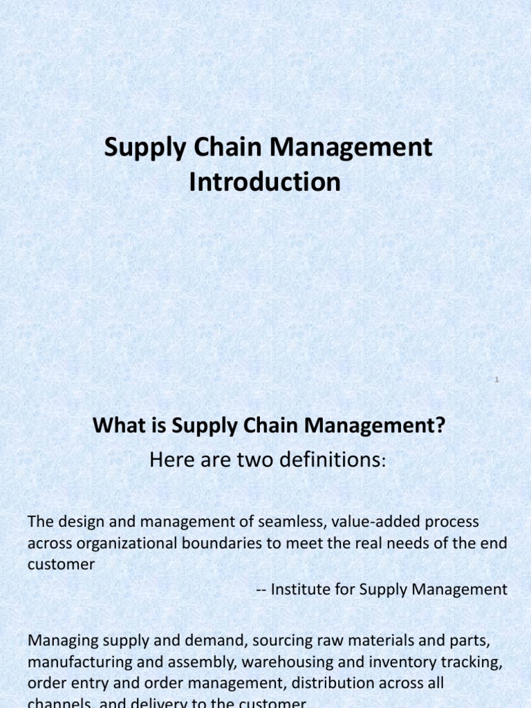 1.0 Introduction To Supply Chain Management (SCM) | Download Free PDF ...