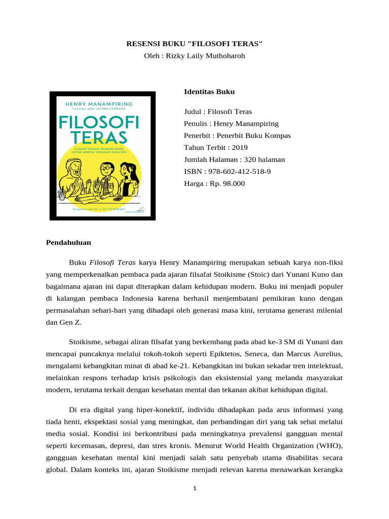 Resensi Filosofi Teras | PDF