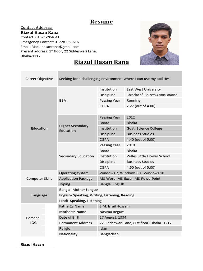 Riazul Hasan Rana - CV | PDF