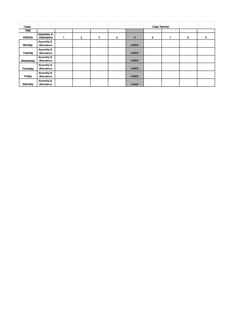 Time Table Format | PDF