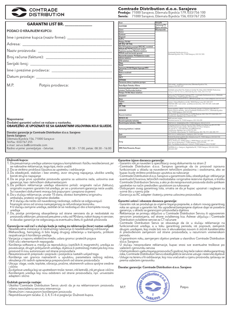 BA CD Garantni List 2025 Juni | PDF